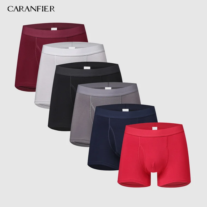 Caranfier 6pcs Men Stretch Cotton Long Section Boxer Top Quality Big ...