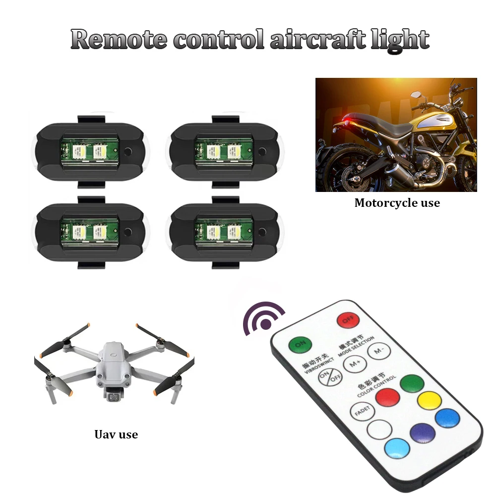 4x-Remote-LED-RGB-Anti-collision-Warning-Light-Magnetic-Mini-Signal ...