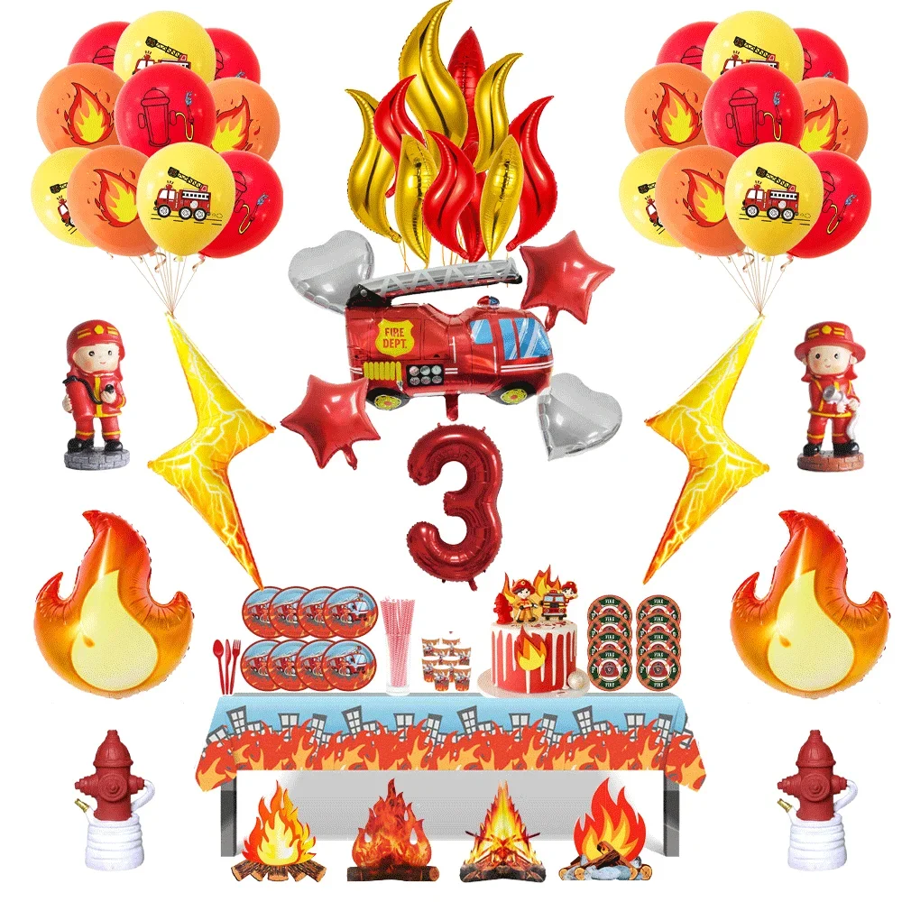 Firefighter-Birthday-Decoration-Large-Flame-Fire-Truck-Balloon ...
