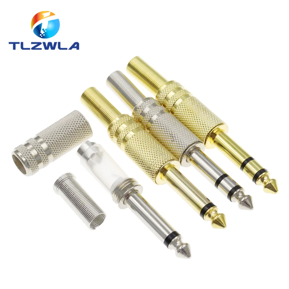 2PCS 6.35mm/6.5mm 2Pole Mono Amplifier Plug 6.35 Stereo Metal ...