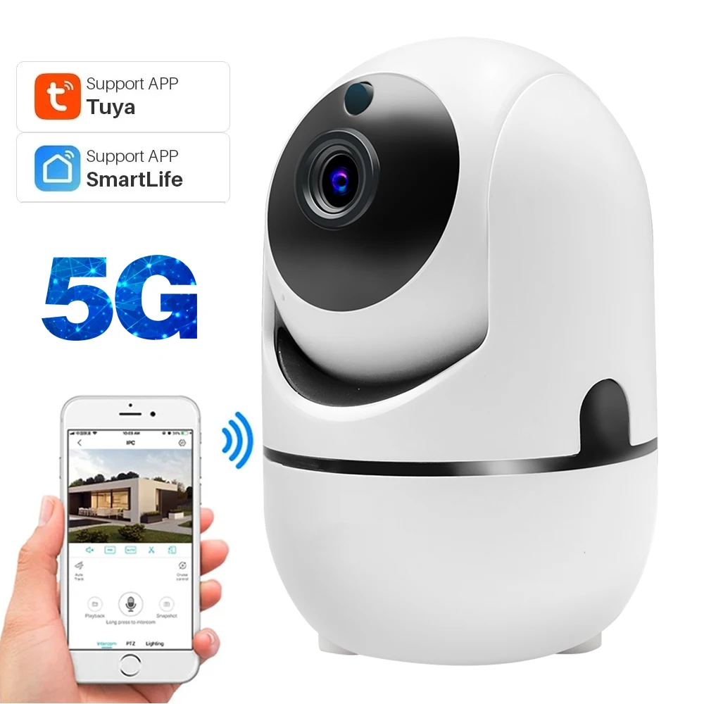 Tuya 5Ghz 2.4Ghz WiFi PTZ Camera 5MP 3MP Indoor IR Night Vision Two Way ...