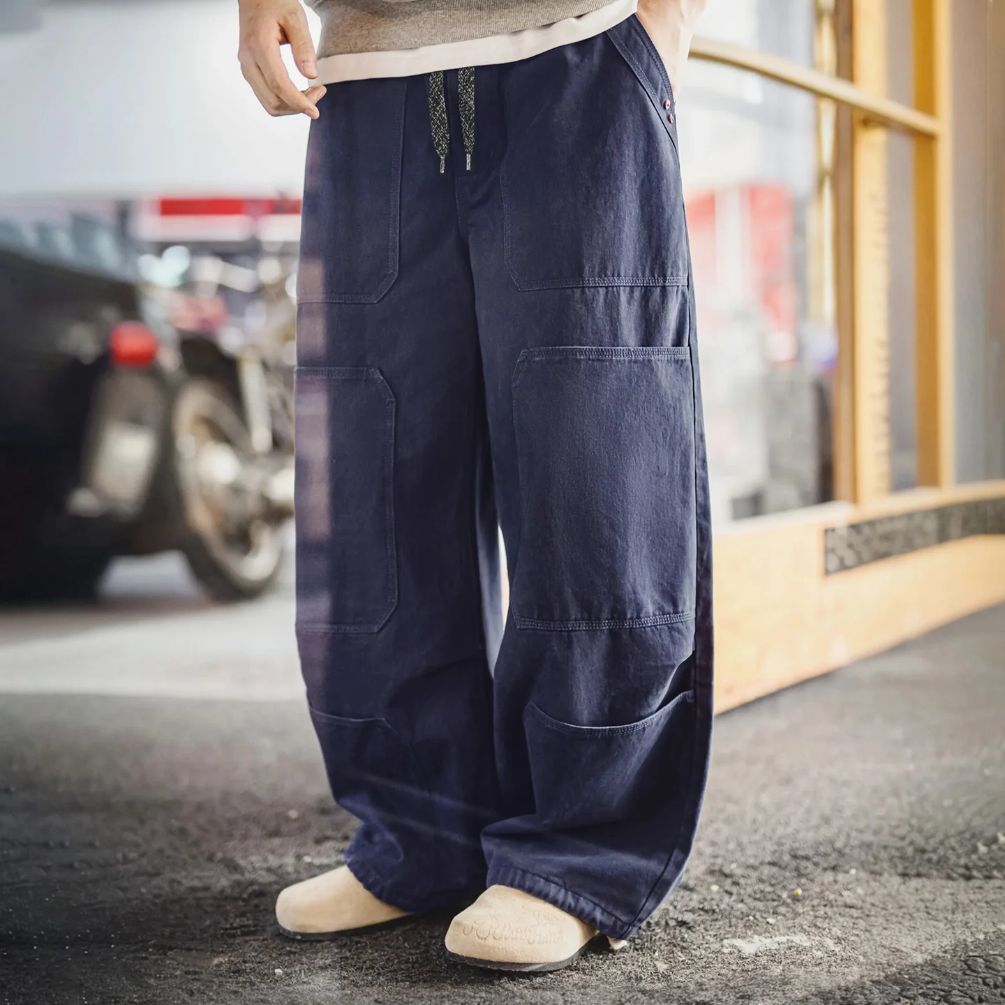 Maden Men‘s Vintage Washed Logger Pants Multi-Pocket Cotton Cargo ...
