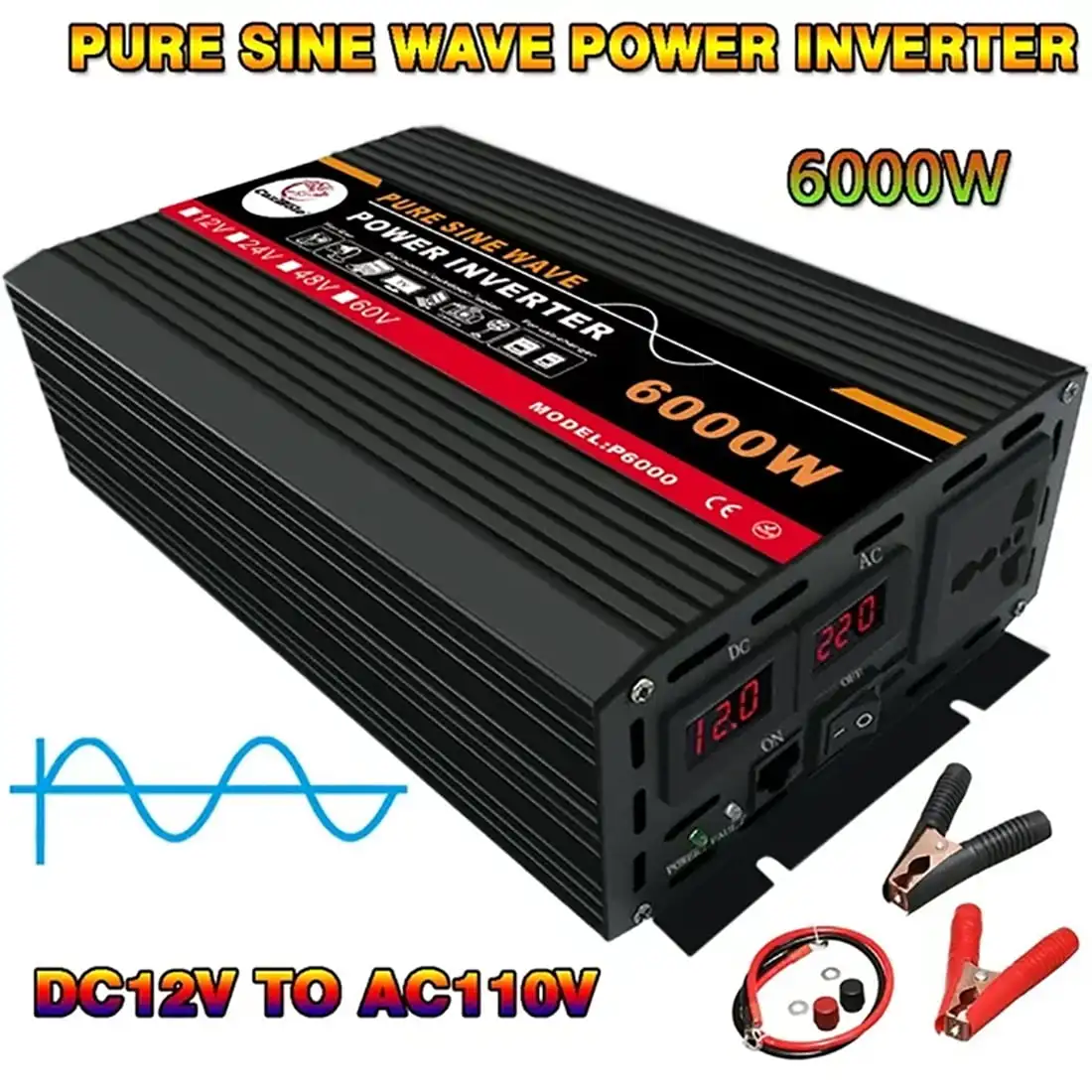 Pure-Sine-Wave-Inverter-12v-220v-110v-6000W-Power-Solar-Car-Inverters ...