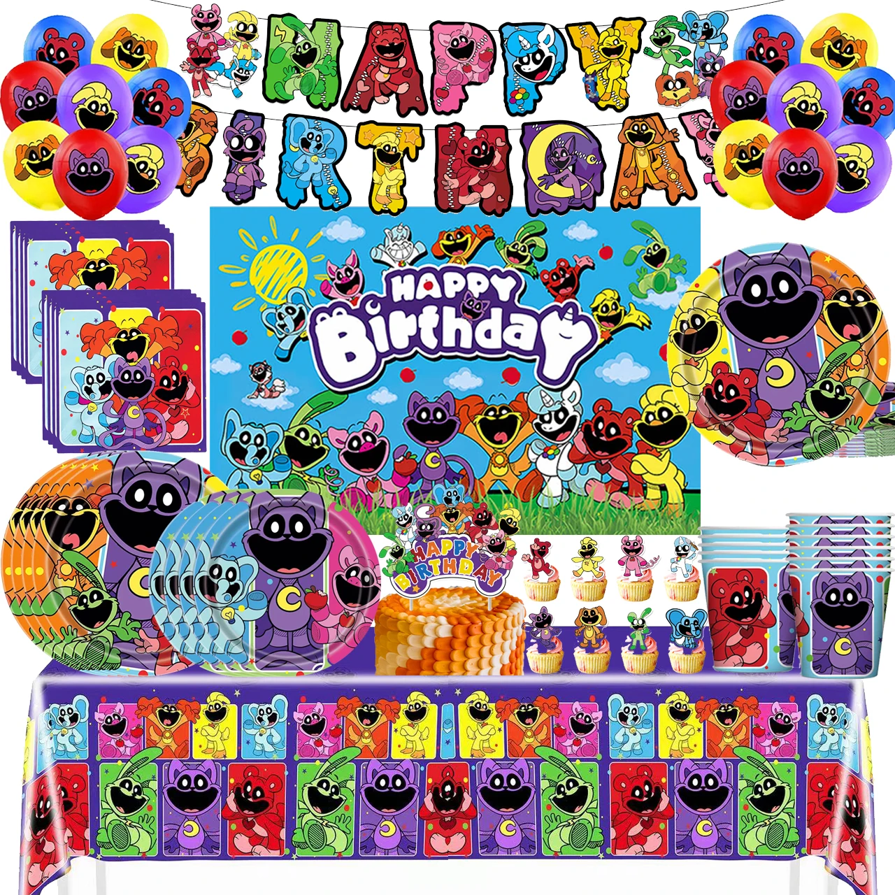 Smiling-Critters-Birthday-Party-Decoration-Disposable-Tableware-Set ...