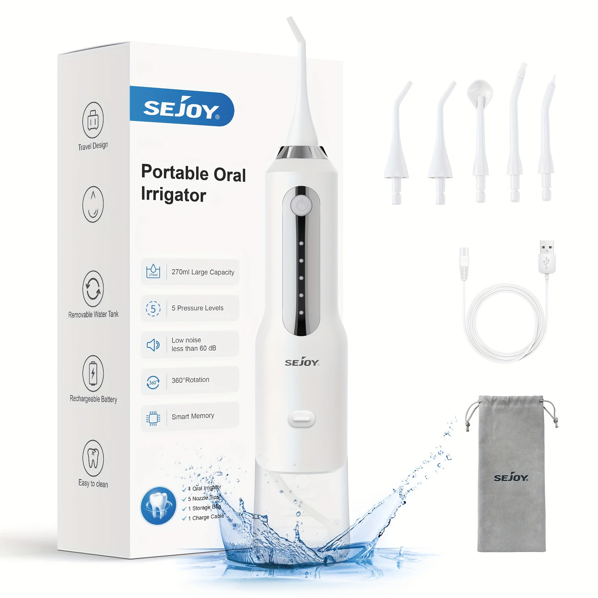Portable-Oral-Irrigator-USB-Rechargeable-Dental-Water-Flosser-1800mA ...