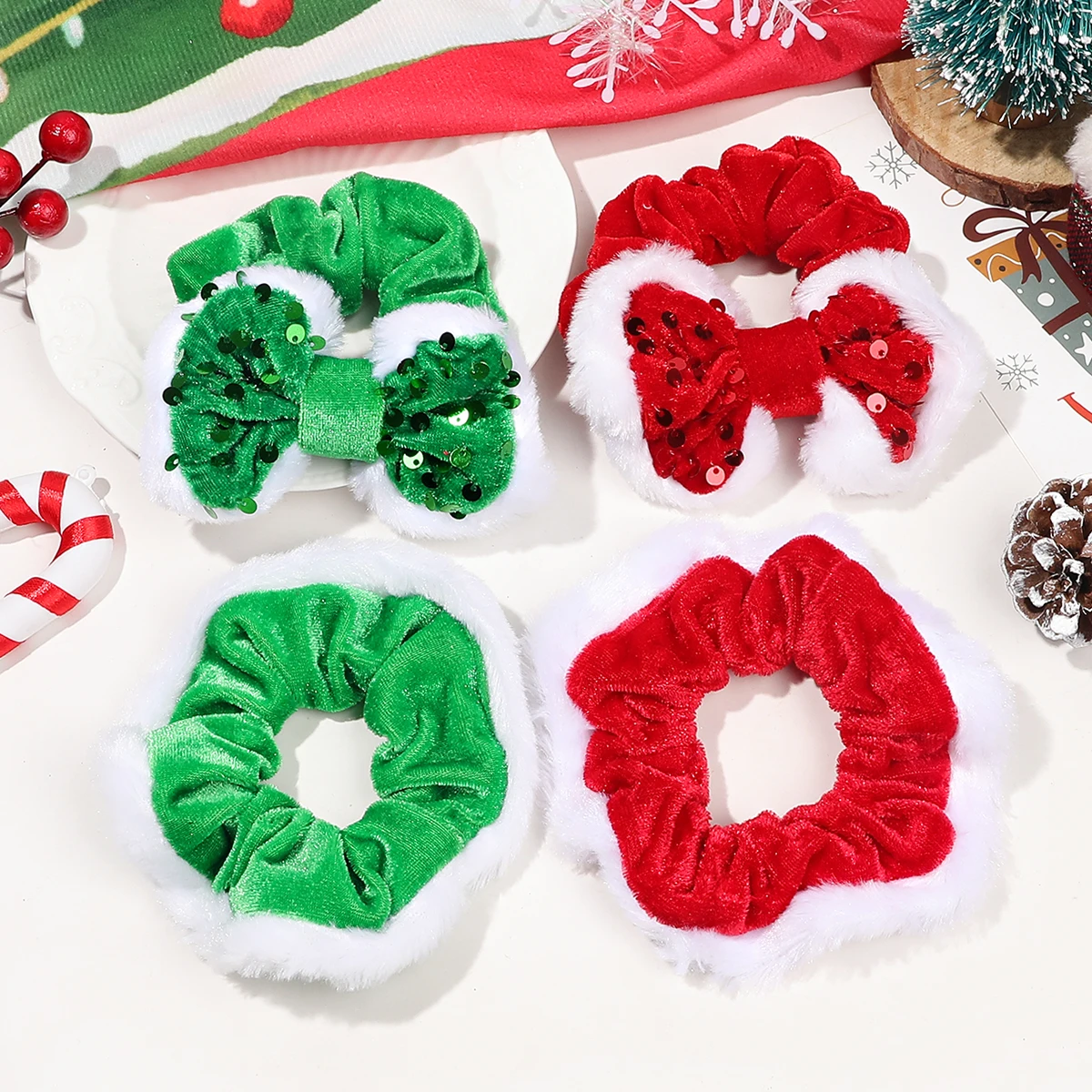 1-Pcs-Christmas-Bow-Hair-Scrunchies-Elastic-Velvet-Hair-Bands-Fuzzy ...