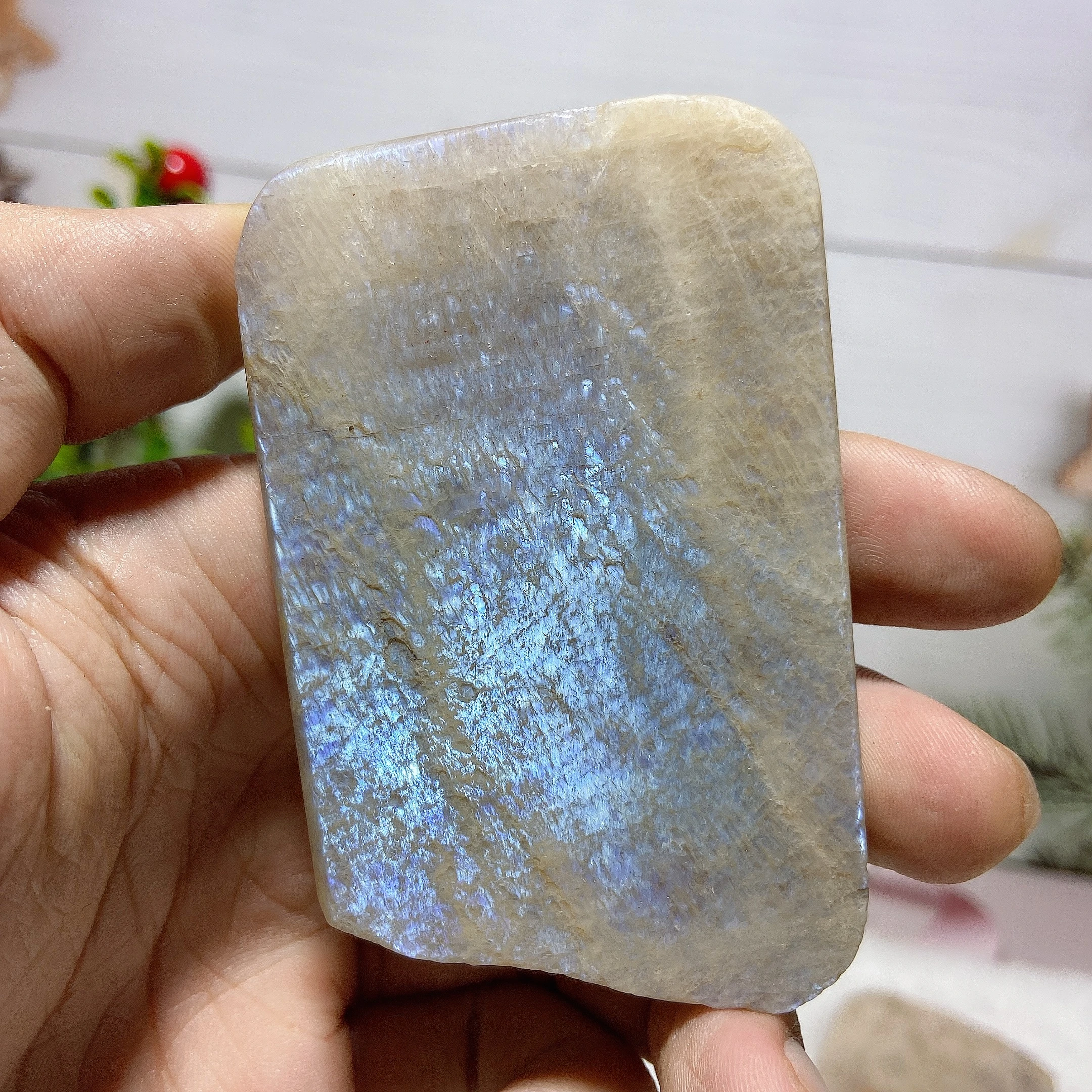 Natural Crystal Moonstone Slab Rainbow Home Decoration Mineral Polished ...