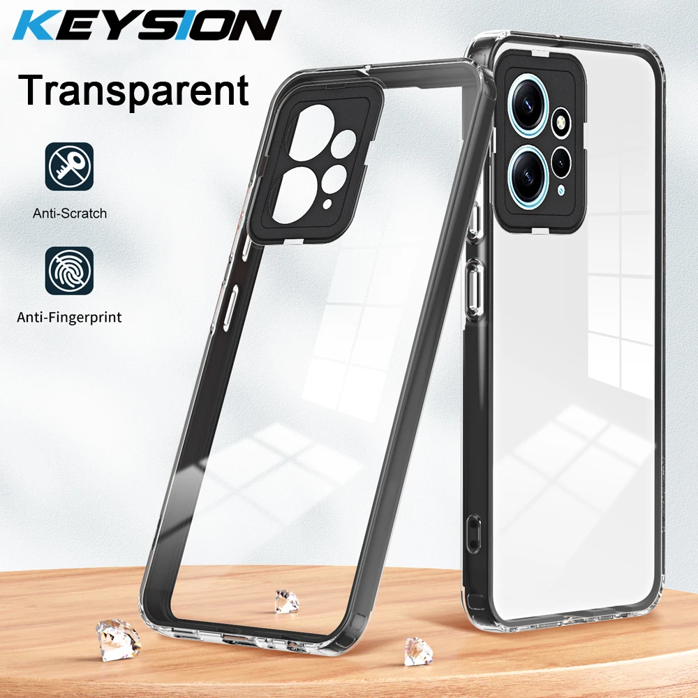 KEYSION-Shockproof-Clear-Case-for-Redmi-Note-12-4G-12Pro-5G-Transparent ...