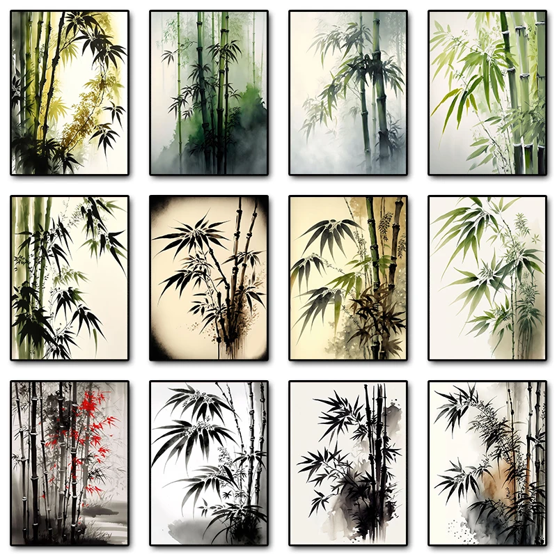 Bamboo-Forest-Retro-Canvas-Painting-Beautiful-Nature-Bamboo-Posters-and ...