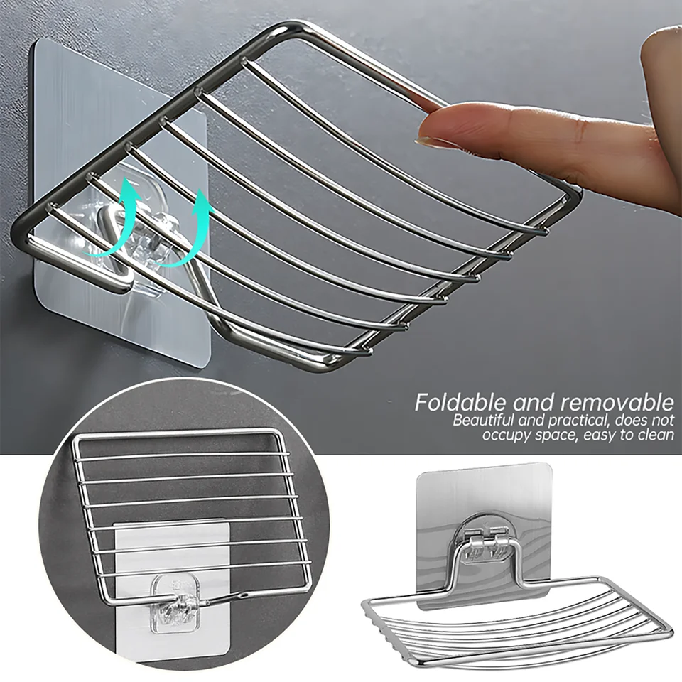 Bathroom-Soap-Dish-With-Drain-Water-Stainless-Steel-Wall-Mounted-Soap ...