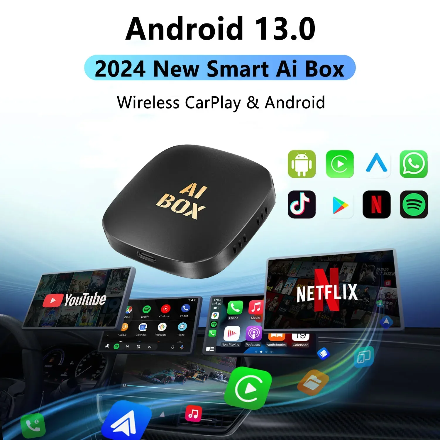 Android 13 CarPlay Smart Ai Box Android Wireless CarPlay Android Auto ...