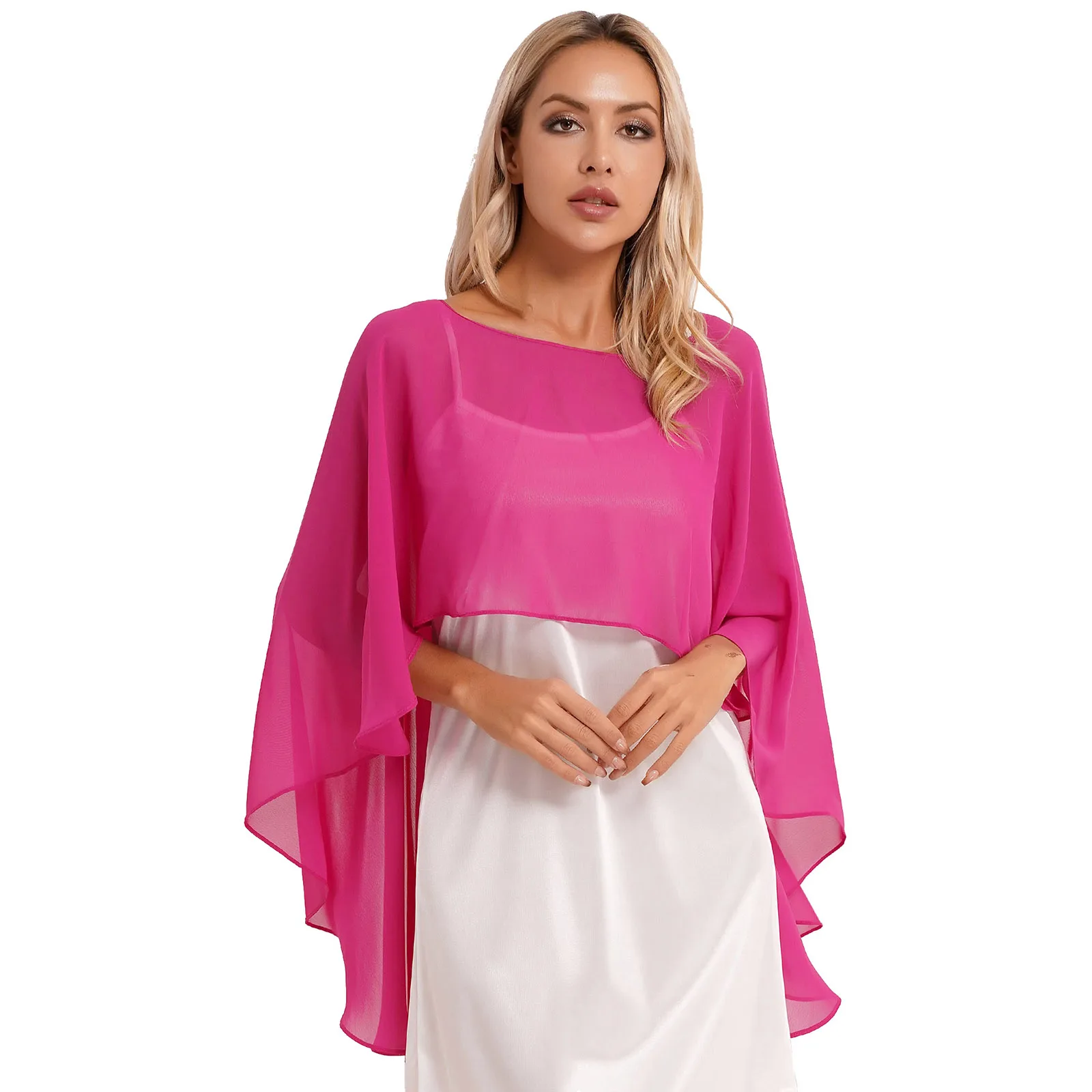 Women-Chiffon-Solid-Pullover-Capes-Shawl-Hi-low-Hem-Thin-Soft-Shrug ...