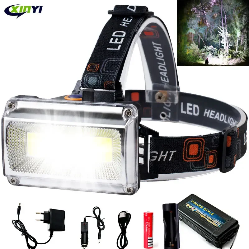 Super bright COB LED Headlight DC Rechargeable Headlamp 3Modes ...