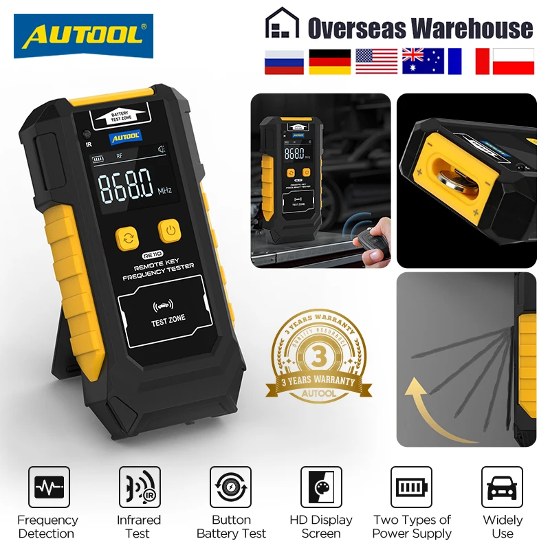 AUTOOL-RE110-Car-Key-Frequency-Tester-CR2032-CR2025-Door-TV-RF-IR ...