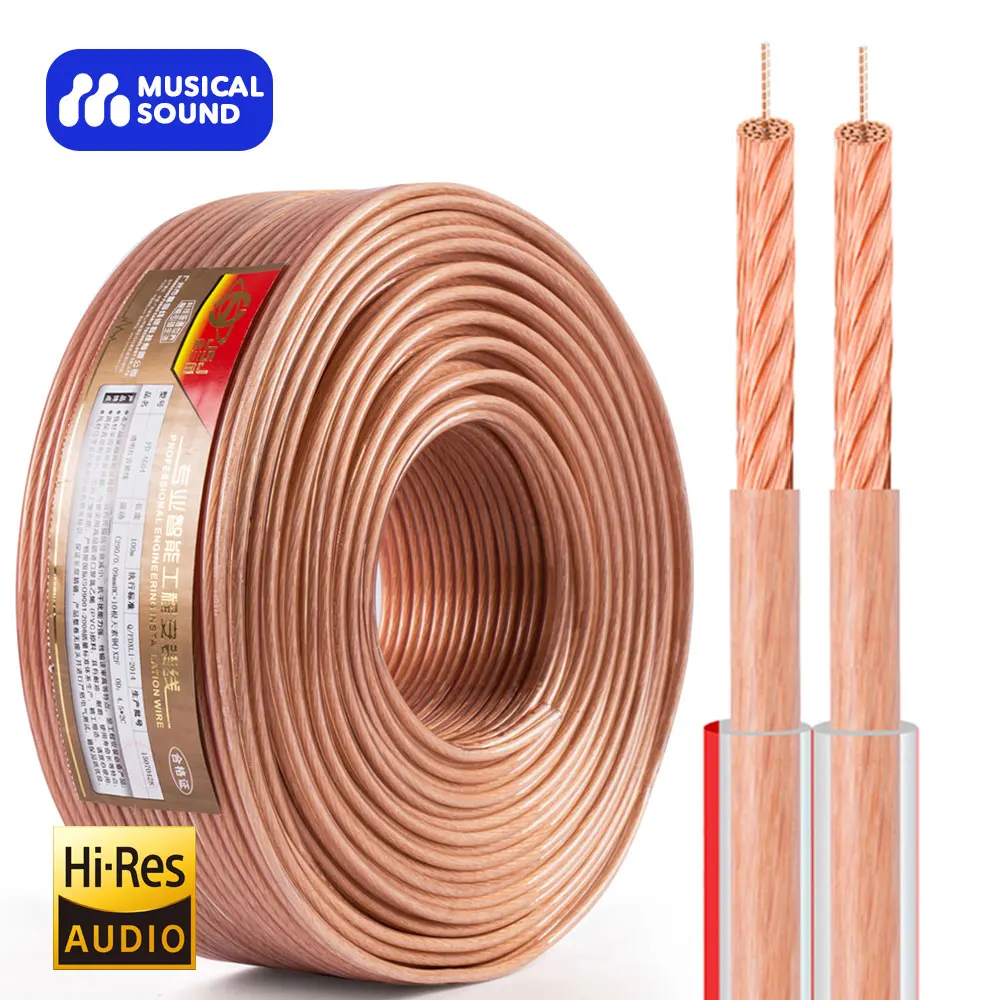 Musical-Sound-Pure-Copper-Stereo-Audio-Speaker-Wire-Cable-DIY-HIFI ...