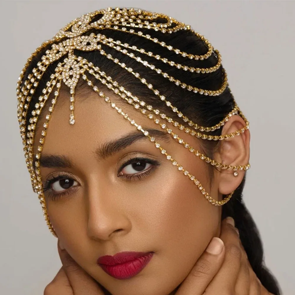 Luxury-Rhinestone-Forehead-Jewelry-Indian-Headpiece-for-Women-Bridal ...