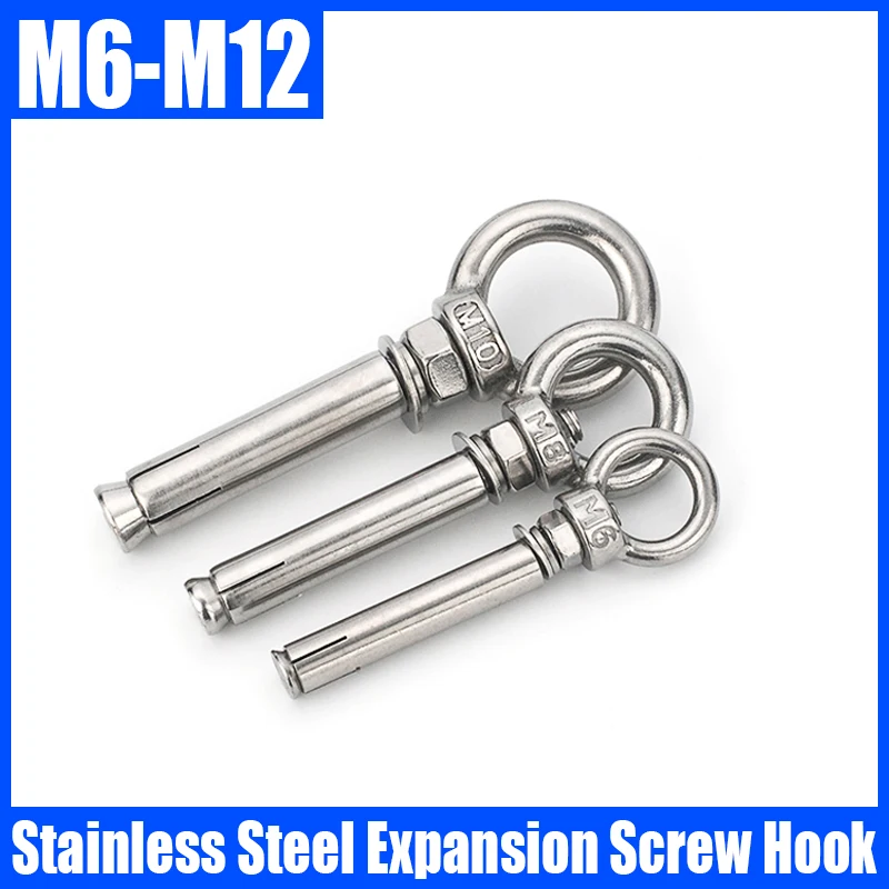 1PCS-M6-M8-M10-M12-304-Stainless-Steel-Expansion-Screw-Hook-Universal-Lifting-Ring-Expansion ...