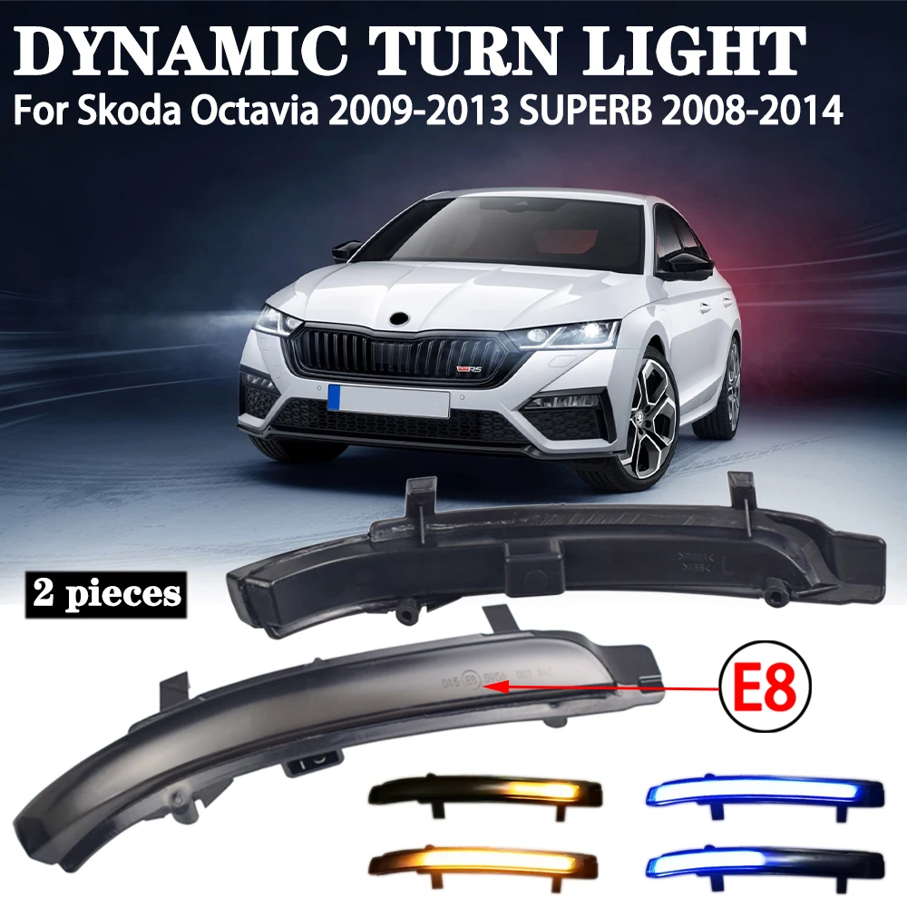 2-PCS-For-Skoda-Octavia-2009-2013-SUPERB-2008-2014-Dynamic-LED-Turn ...