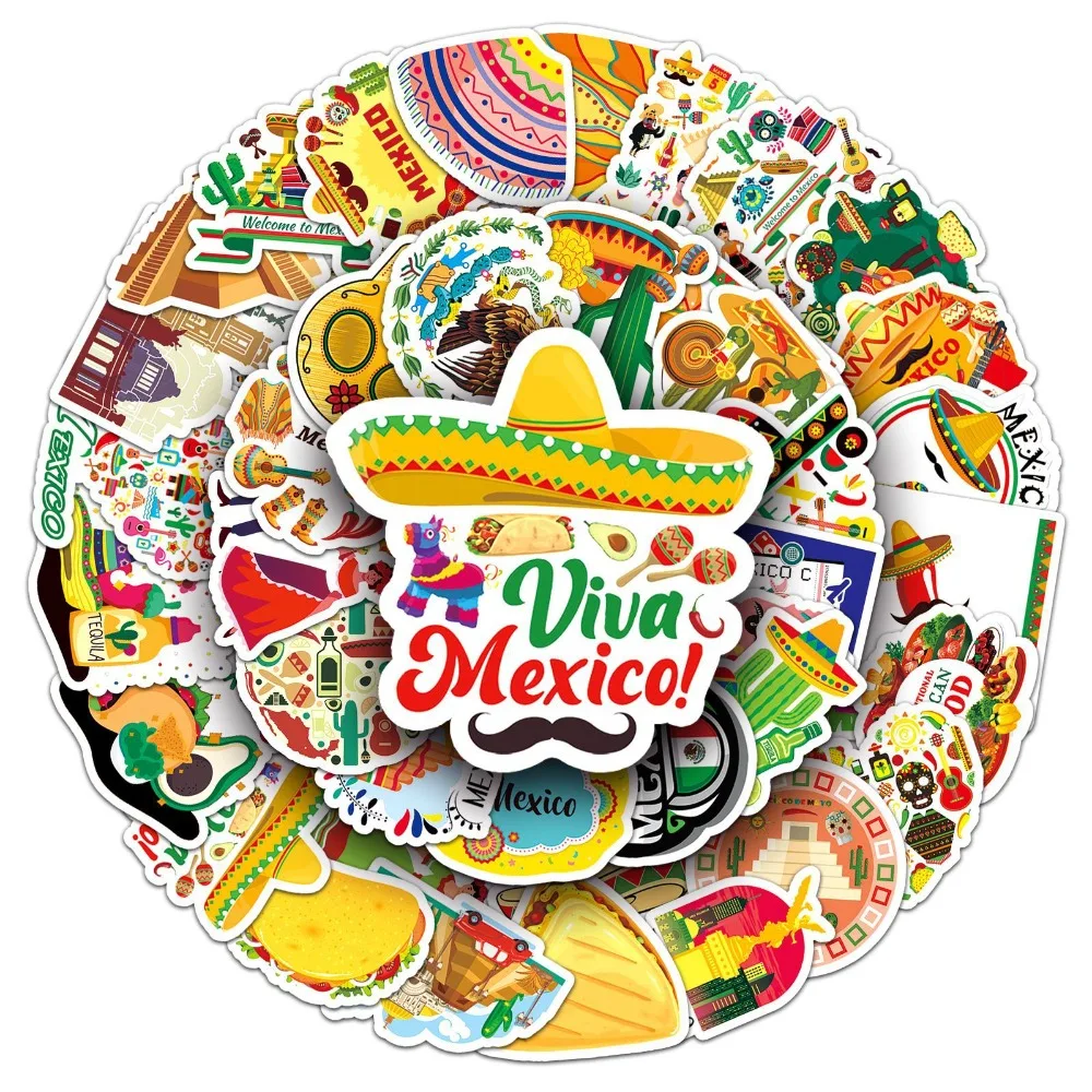 50PCS Mexican Travel Tourism Sticker Pack Mexico Decals for Notebook ...