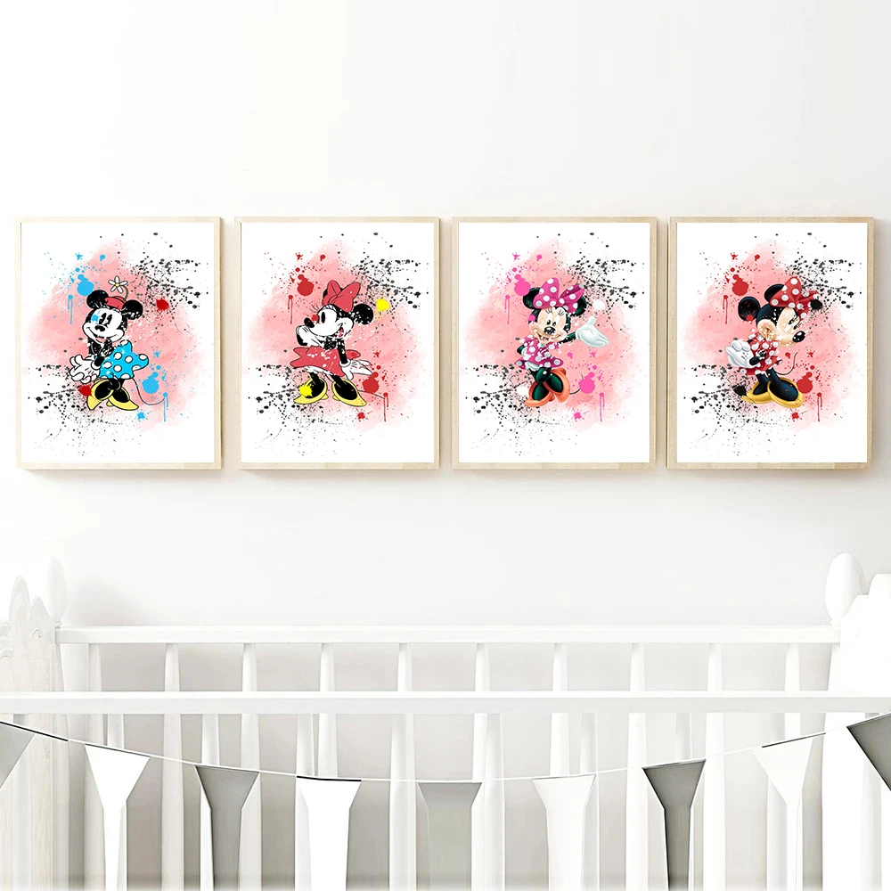 Disney-Cartoon-Minnie-Mouse-Splash-Watercolour-Poster-and-Print-Canvas ...
