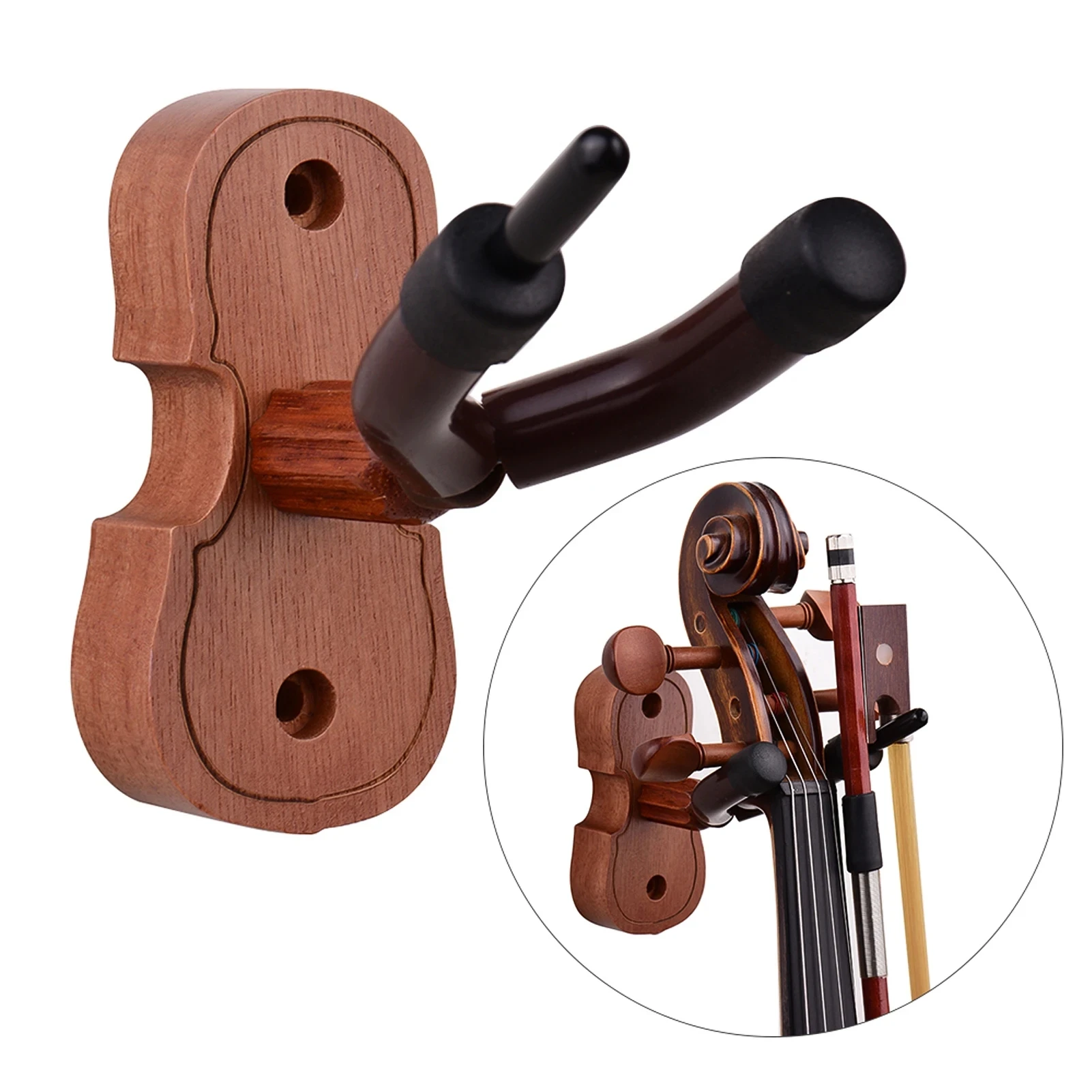 Practical-Design-Wall-Mounted-Violin-Fiddle-Viola-Hanger-Hook-Durable-Wood-Base-Violin-Hanger ...
