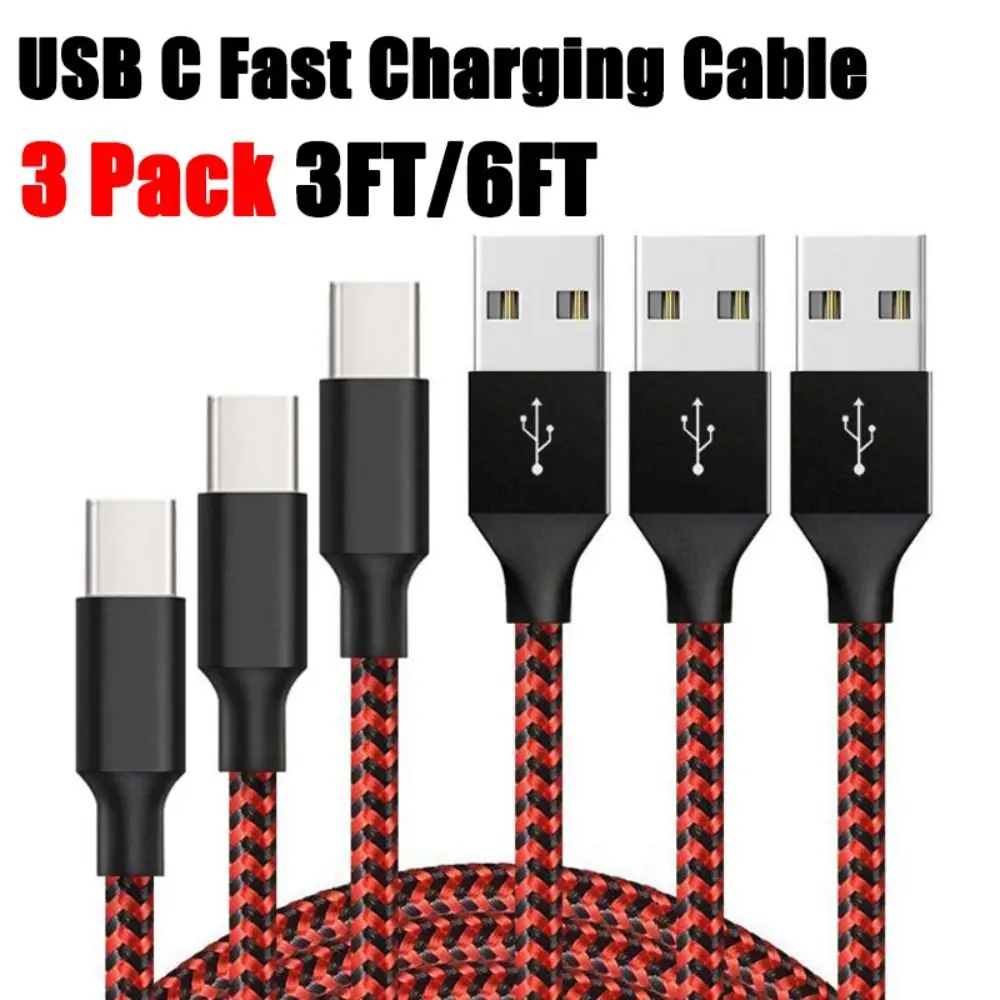3Pack-3-6FT-Type-C-Charger-Cable-Braided-USB-C-Fast-Charging-Cable-SYNC ...
