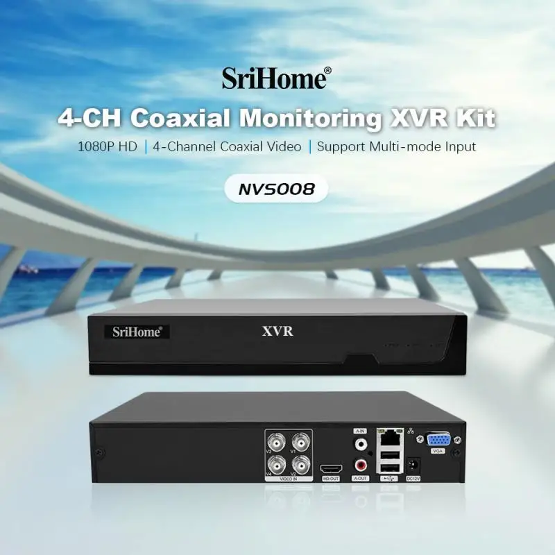 Srihome-NVS008-4CH-HD-1080P-TVI-AHD-DVR-NVR-CVI-Coaxial-Monitor-XVR-Kit ...