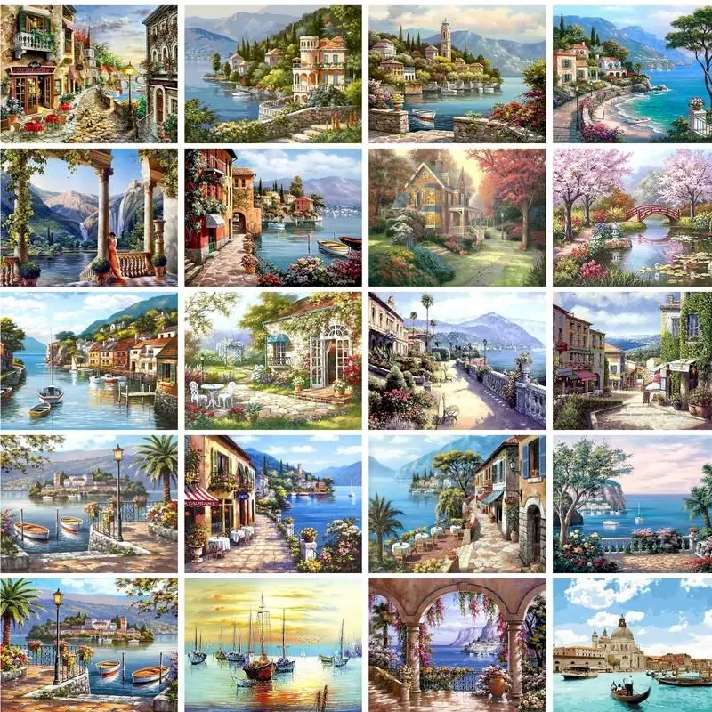 GATYZTORY-60-75cm-Frame-DIY-Painting-By-Numbers-Kit-Seabeach-Acrylic ...