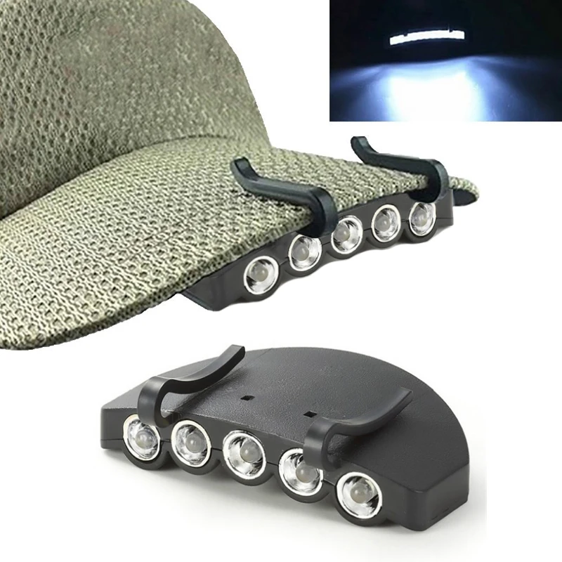 Super Bright Night Fishing 5-LED Cap Light Headlight Headlamp Head ...