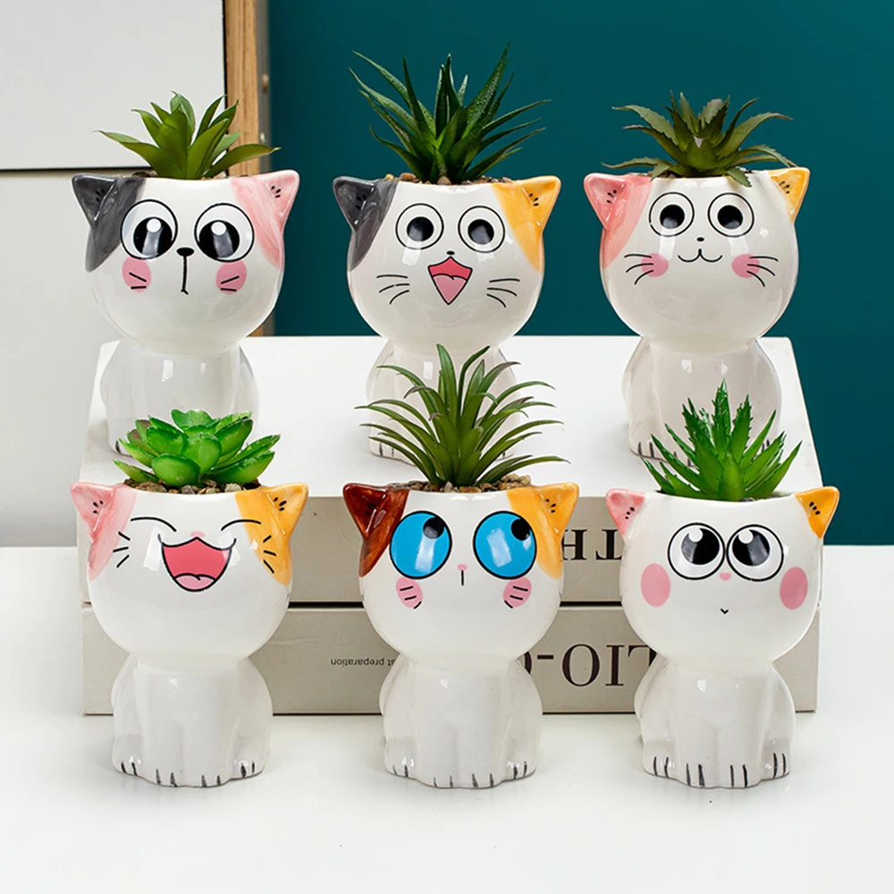 Ceramic Plant Pot Desk | Ceramic Flowerpot | Cat Shaped Pots | Ceramic ...