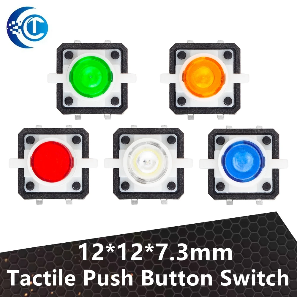 1PCS 12X12 Tactile Push Button Switch Momentary Tact LED Red Green Blue ...