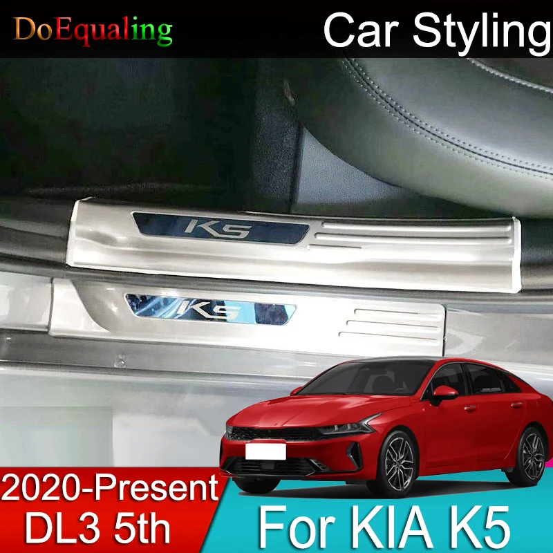 기아 K5 DL3 5th 차량용 스커프 플레이트 도어 씰 트림, 웰컴 페달 인테리어, 스테인레스 몰딩, 2020 2021 2022 액세서리| | - AliExpress