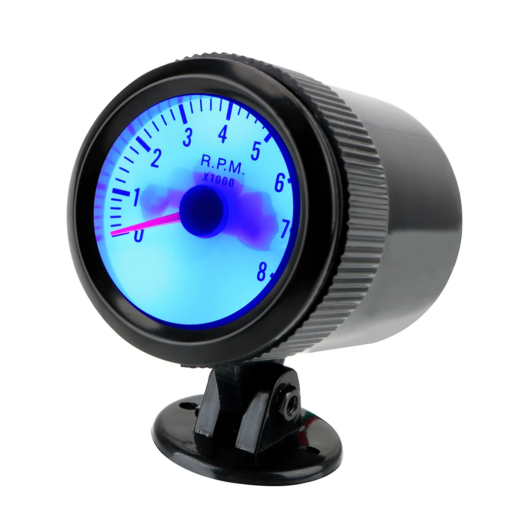Car-Tachometer-Digital-Display-12V-Pointer-Tacho-Gauge-0-8000RPM-Blue ...