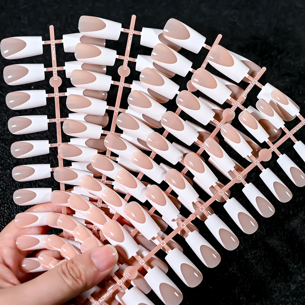French Gel Nail Tips - 120Pcs French Tip Press On Nails Medium Coffin ...