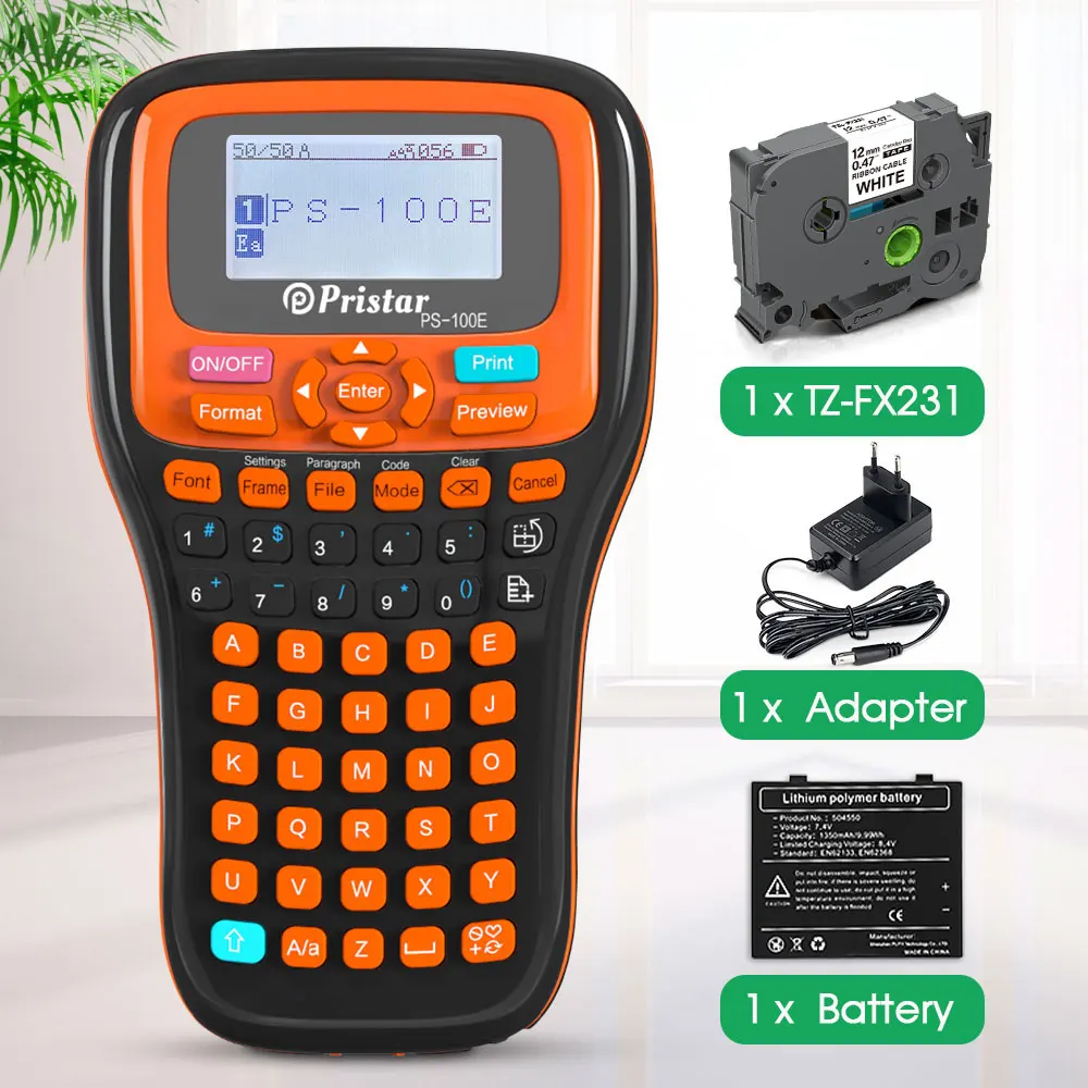 PS100E Impressora de etiquetas sem fio portátil, TZeFX231, Label Maker ...