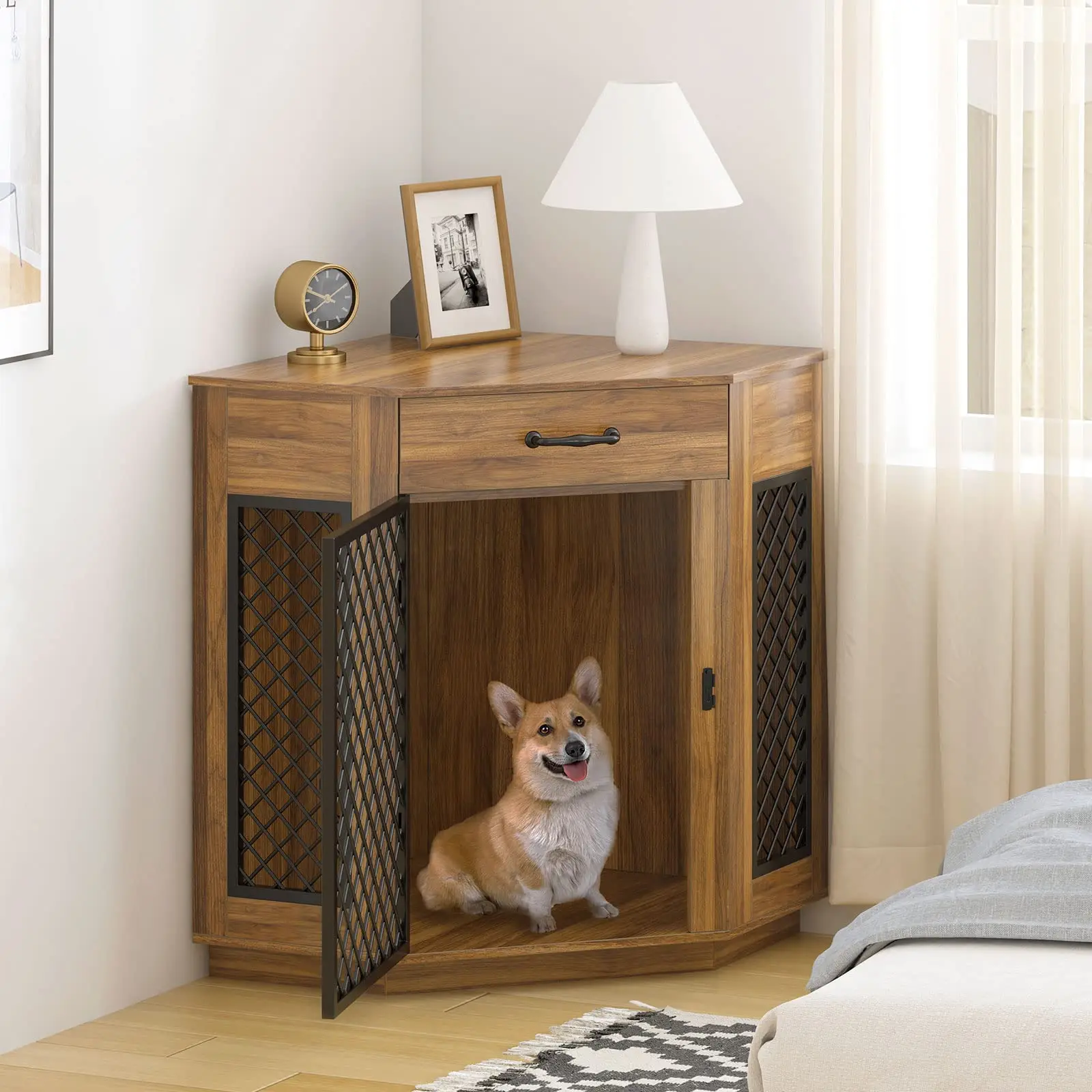 White Corner Dog Crate: The Smart Solution for Small Spaces and Stylish ...
