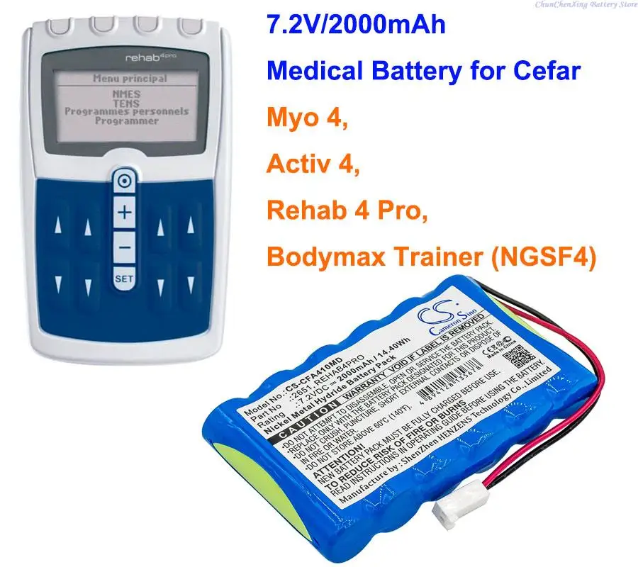 Cameron Sino 2000mAh Medical Battery 2651, REHAB4PRO for Cefar Activ 4 ...