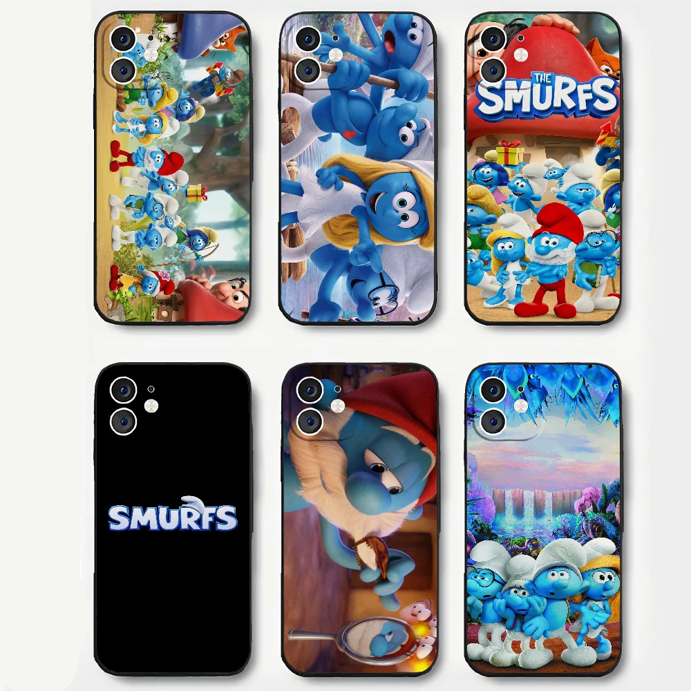 Funny And Cute S-Smurfs Anime Phone Case Silicone Soft For IPhone 16 15 ...