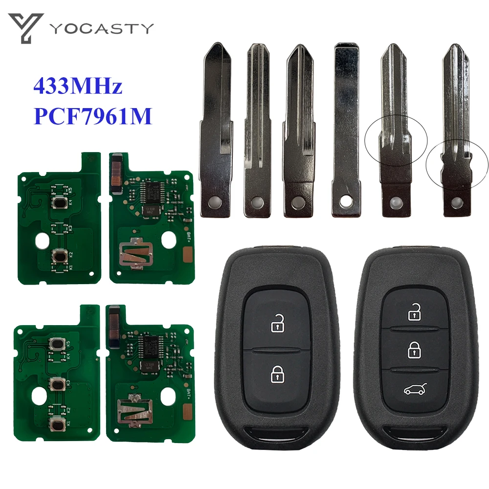 YOCASTY-2-3-Buttons-Remote-Key-Fob-433MHz-PCF7961M-For-Renault-Sandero ...