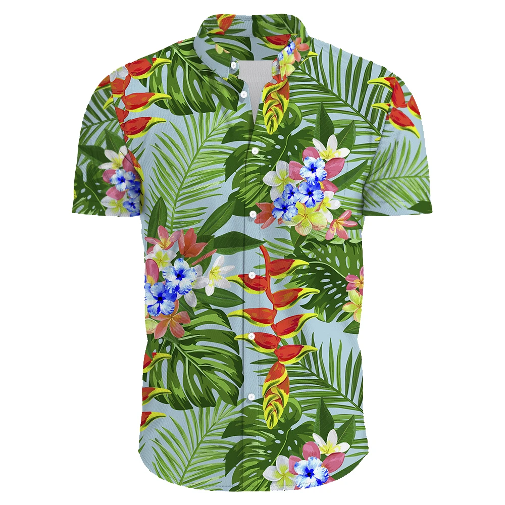 Summer Hawaiian Mens Short Sleeve Beach Shirts Casual Floral Printed ...