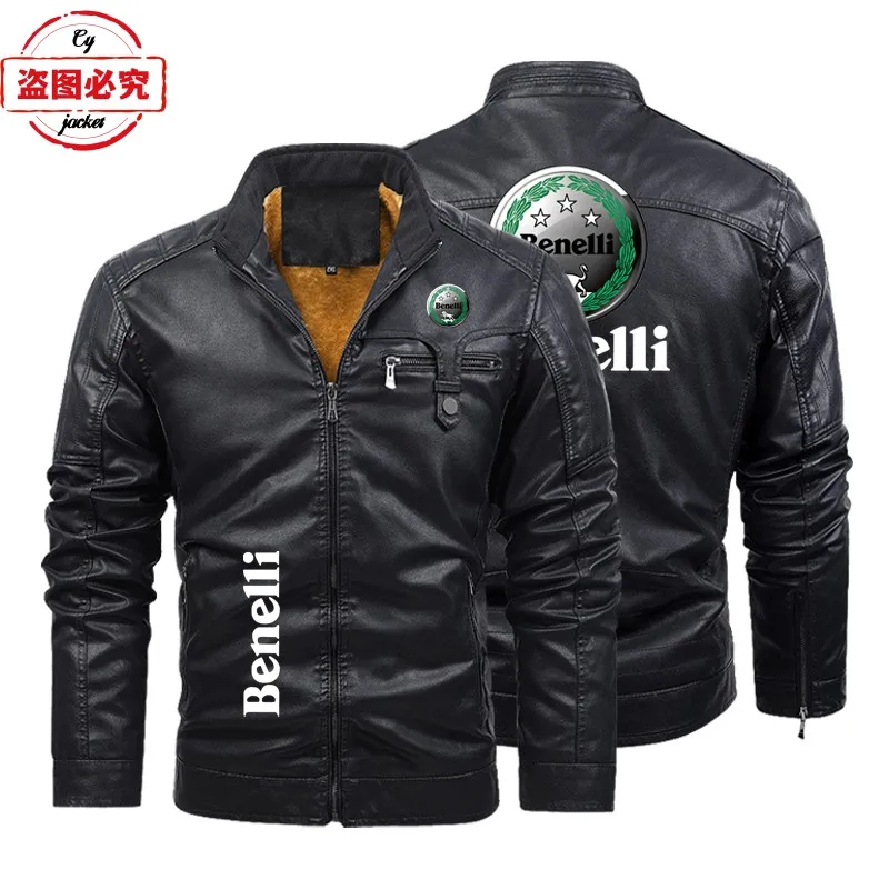 Benelli Motorcycle Logo Printed Riding Suit PU Leather Jacket Windproof ...