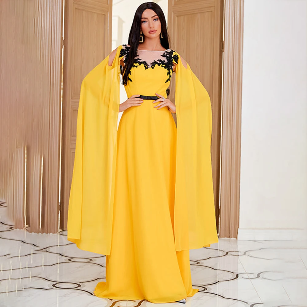 Laxsesu-robe-de-bal-de-forme-trap-ze-tenue-de-soir-e-de-standing-jaune ...