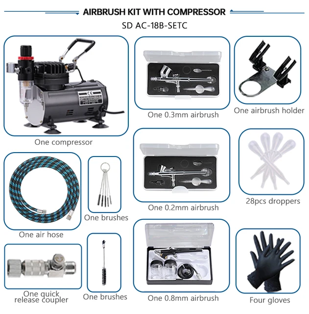 Kids Texture Stamps OPHIR Airbrush Kit With Compressor - 3L Tank, 3 ...
