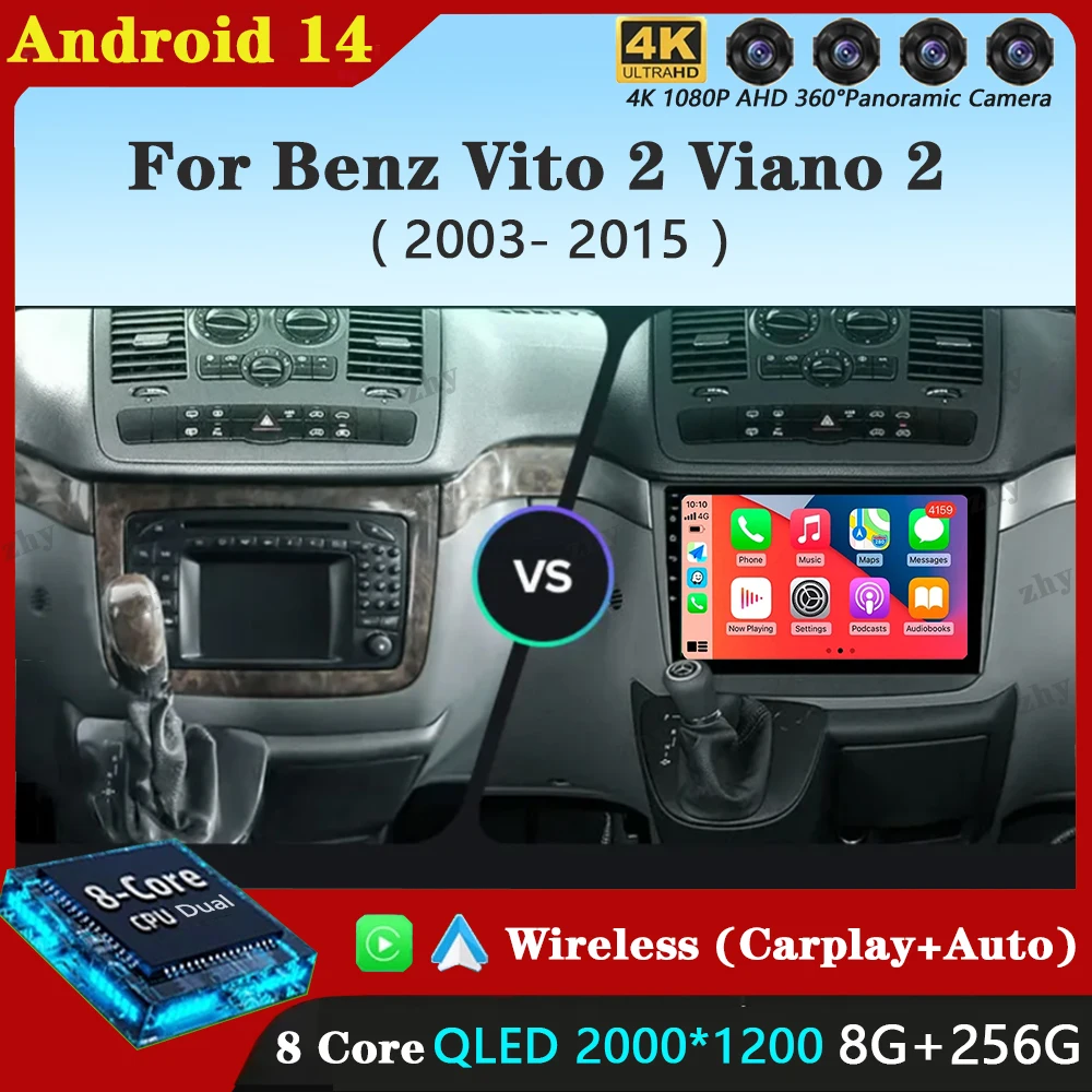 Android-14-Carplay-Auto-For-Benz-Vito-2-Viano-2-W639-2003-2015-Car ...