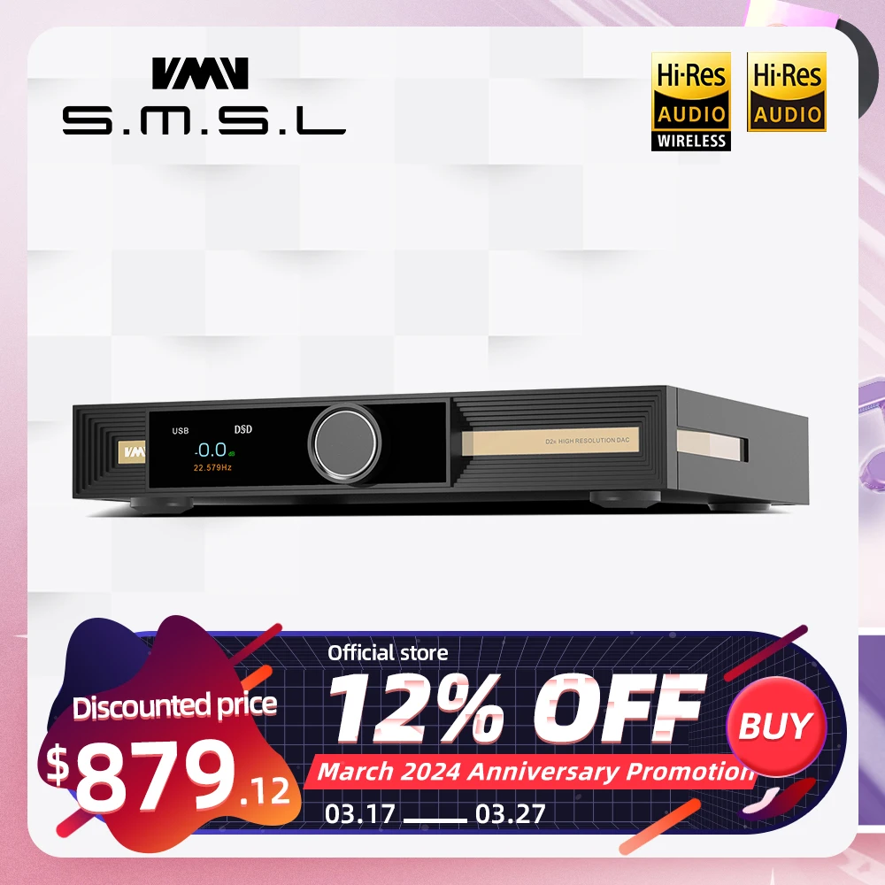 SMSL VMV D2R High-Res Audio DAC BD34301EKV ROHM Chip Bluetooth APTX-HD ...