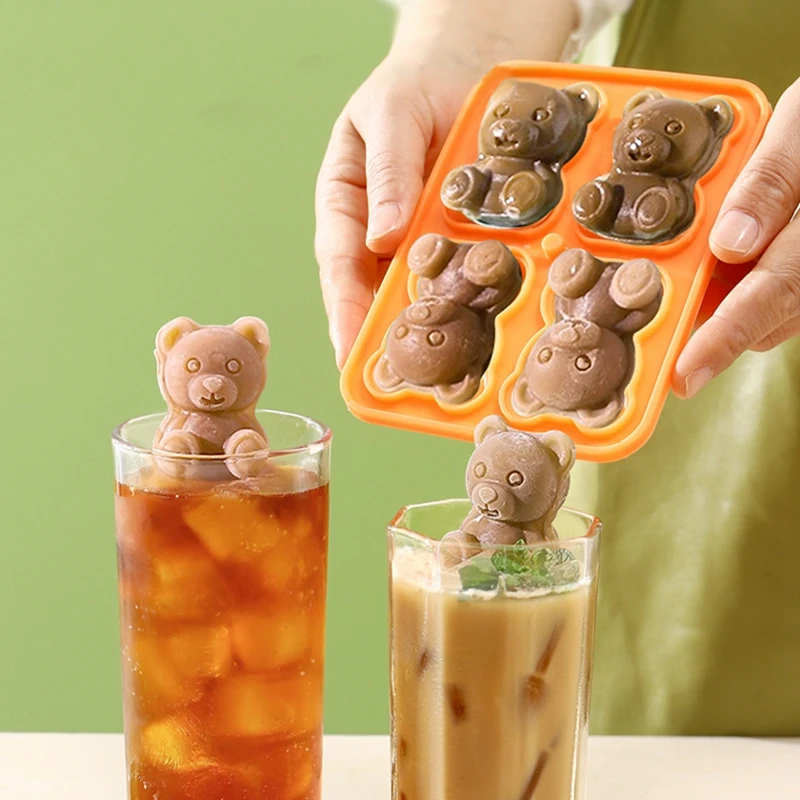 4-Grid-Ice-Cube-Tray-Cute-Bear-Shape-Ice-Block-Mold-Silicone-Ice-Maker ...