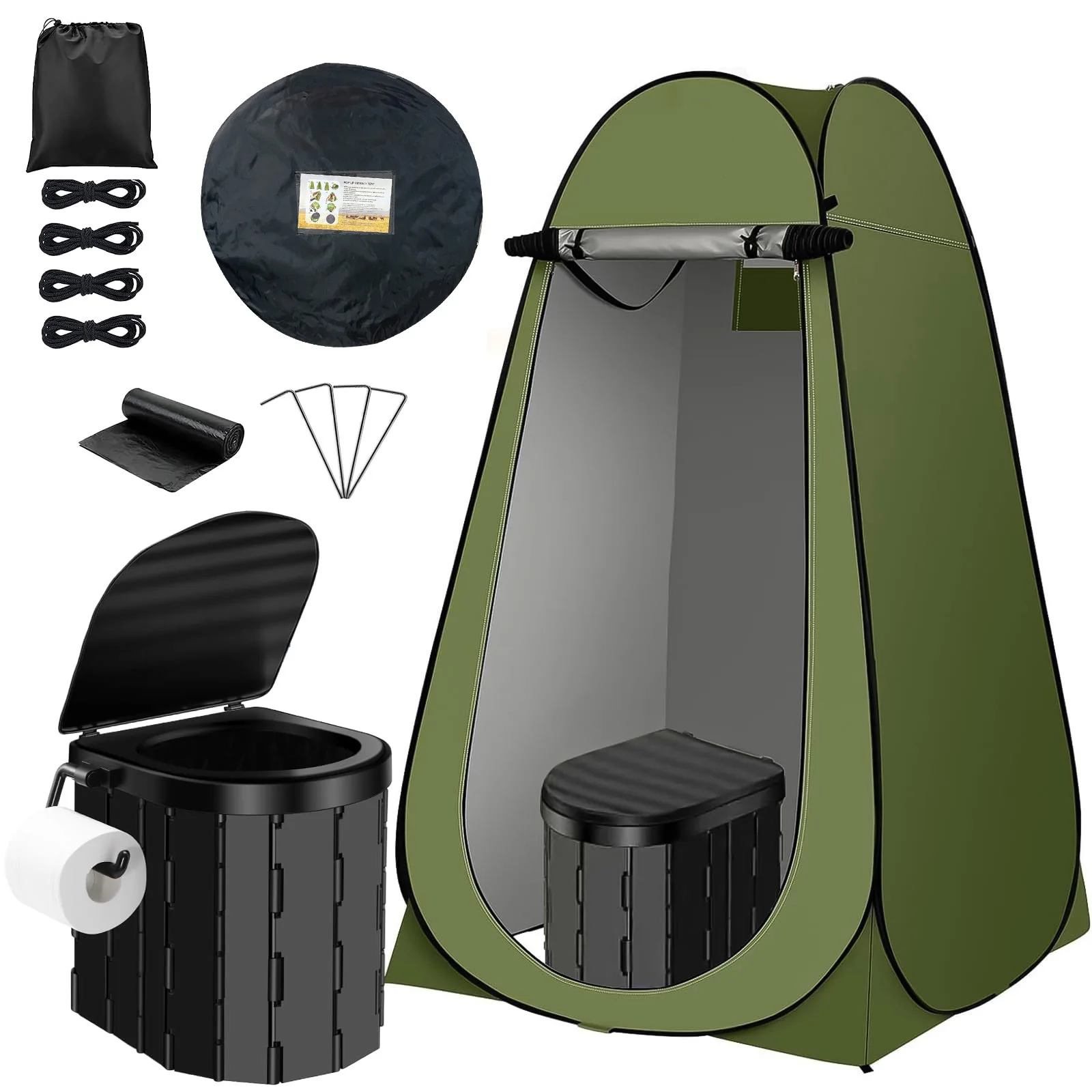 Kit de inodoro portátil, inodoro de camping con tienda de privacidad ...