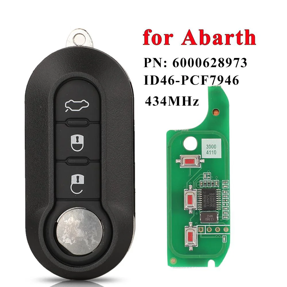 Delphi-BSI-434Mhz-ID46-Car-Remote-Key-Fob-For-Abarth-500-595-500-124 ...