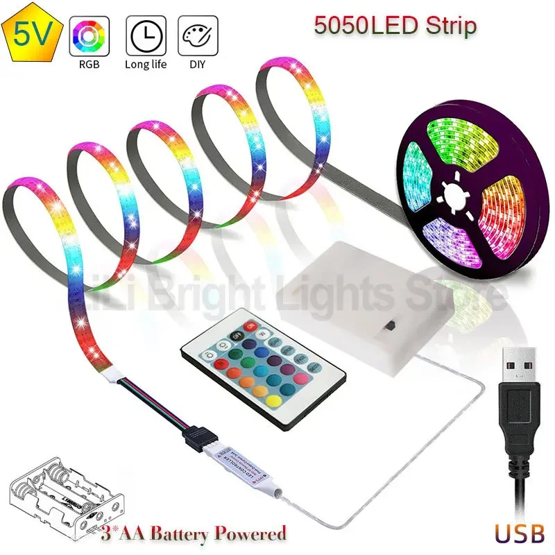 Bande-lumineuse-LED-RVB-flexible-avec-t-l-commande-lampe-ruban-pour-ordinateur-garde-robe ...