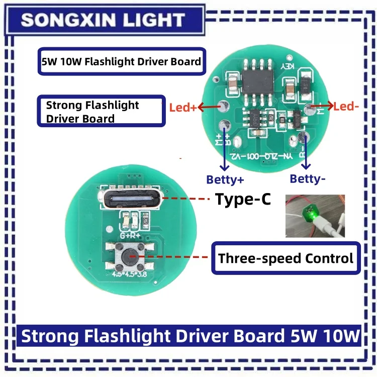 SAMIROB 1~100PCS Strong Flashlight Driver Board 5W 10W Flashlight Three ...